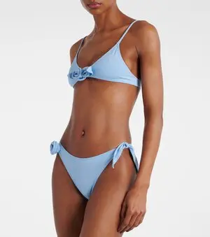 Coperni Floral Appliqué Bikini Top - Blue