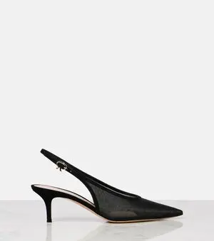 GIANVITO ROSSI 55 Leather-trimmed Organza Slingback Pumps
