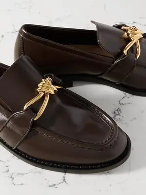 Bottega Veneta Astaire Embellished Leather Loafers - Brown