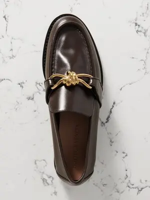 Bottega Veneta Astaire Embellished Leather Loafers - Brown