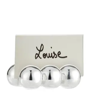 Christofle Set Of 2 -plated Perles Place Card Holders - Silver