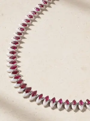 KAMYEN 18-karat White Gold, Ruby And Enamel Choker