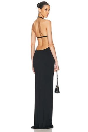 Eterne Vivian Halter Maxi Dress - Black