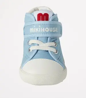 MIKI HOUSE High Top Canvas Sneakers With Velcro Fastening