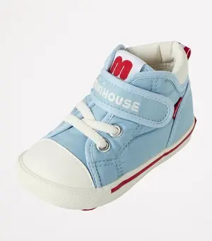 MIKI HOUSE High Top Canvas Sneakers With Velcro Fastening