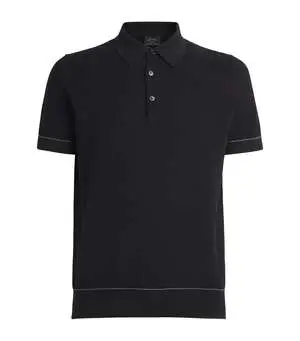 Brioni Sea Island Cotton Polo Shirt - Black