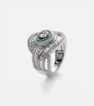 KAMYEN 18kt White Gold And Titanium Diamond Ring