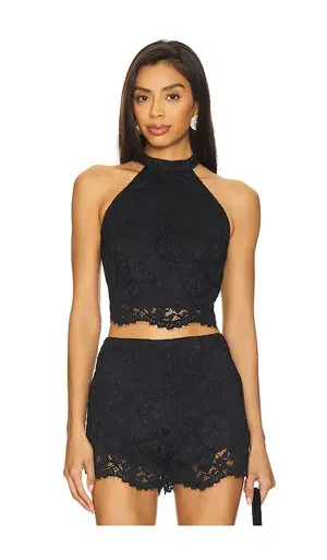Amanda Uprichard X Revolve Lace Halterneck Top - Black
