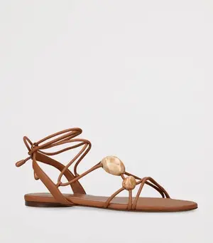 Zimmermann Leather Gleam Flat Sandals - Brown
