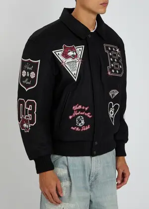 BILLIONAIRE BOYS CLUB Wool-blend Varsity Jacket With Patchwork And Appliqués