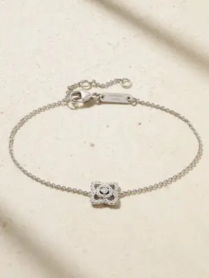 DE BEERS LONDON 18-karat White Diamond Lotus Bracelet - Gold