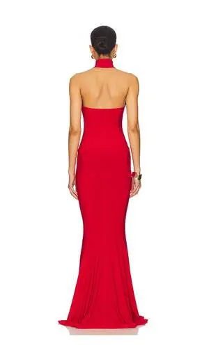 Norma Kamali X Revolve Halterneck Fishtail Gown - Red