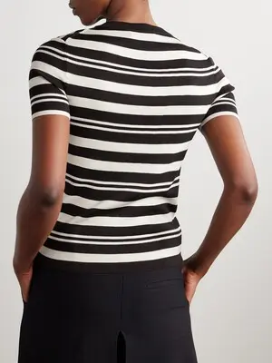 NILI LOTAN Oaklynn Striped Lace-up Silk-jersey Top