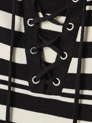 NILI LOTAN Oaklynn Striped Lace-up Silk-jersey Top