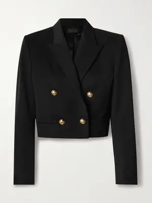 NILI LOTAN Beauregard Cropped Double-breasted Wool-twill Blazer