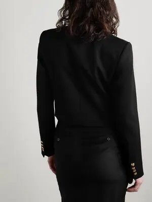 NILI LOTAN Beauregard Cropped Double-breasted Wool-twill Blazer