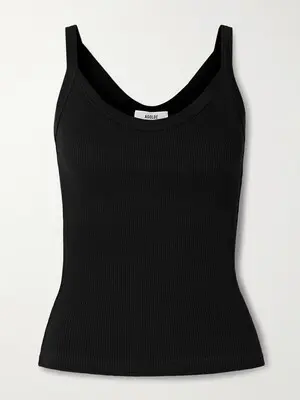 AGOLDE Jordan Ribbed Stretch-organic Cotton And Tencel™ Lyocell-blend Tank - Black
