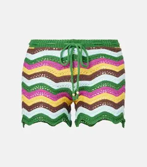 BANANHOT Bananhot Kim Striped Crochet Cotton-Blend Shorts Multicoloured