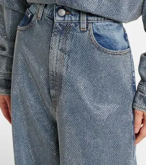 Stella McCartney Crystal-embellished Wide-leg Jeans
