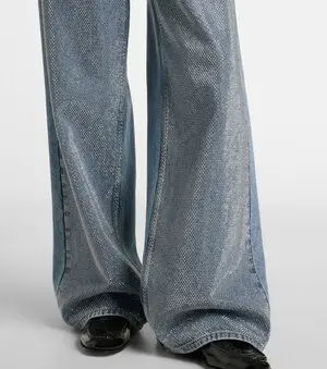 Stella McCartney Crystal-embellished Wide-leg Jeans