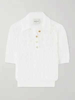Le Kasha Qarar" Open-knit Organic Linen Polo Shirt - White