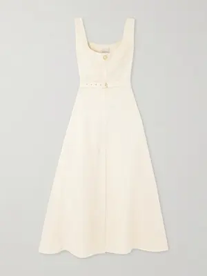 Le Kasha Subu Belted Linen Midi Dress - Yellow