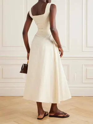 Le Kasha Subu Belted Linen Midi Dress