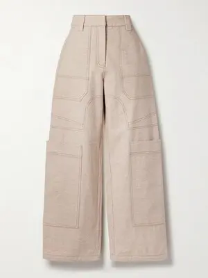 Cult Gaia Wynn Cotton And Linen-blend Wide-leg Cargo Pants - Neutrals