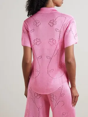 Calle Del Mar Ivy" Pointelle Knit Shirt - Pink