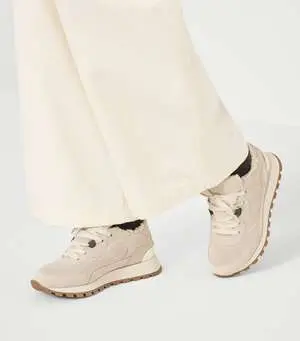Brunello Cucinelli Suede Shearling-trimmed Lace-up Sneakers