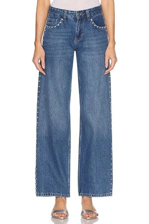 Sandy Liang Embellished Straight Leg Jeans
