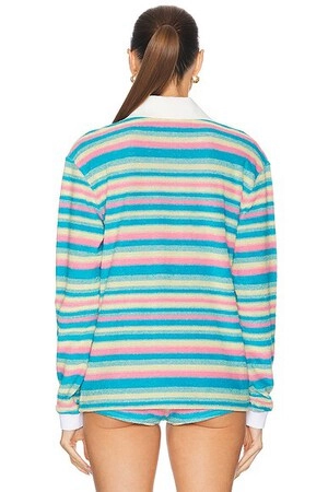 Casablanca Terrycloth Striped Polo Top