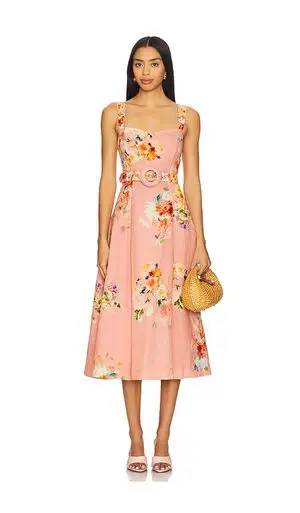 Hemant & Nandita Midi Dress With Buckle Belt - Rose