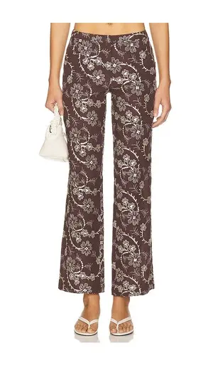SIEDRES Embroidered Floral Sequin Pants - Brown