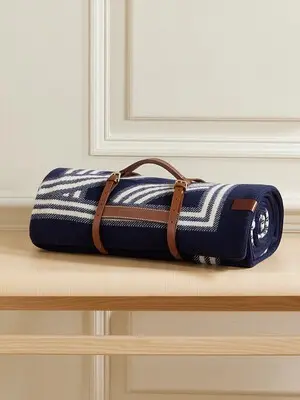 Ralph Lauren Berken Merino Wool And Cashmere-blend Jacquard Blanket - Blue