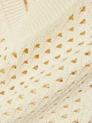 Guest In Residence Cropped Open-knit Cotton Vest - Neutrals