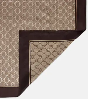 Gucci Gg Silk Twill Scarf - Brown
