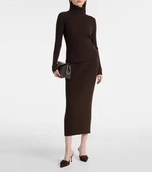 Jardin Des Orangers Ribbed-knit Cashmere Maxi Skirt