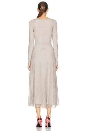 Alaïa Metallic Crochet Knit Long Chain Dress - Argent