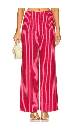 Line & Dot Claudine Striped Trousers - Red