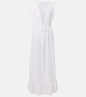 Melissa Odabash Embroidered Floral Beach Dress - White