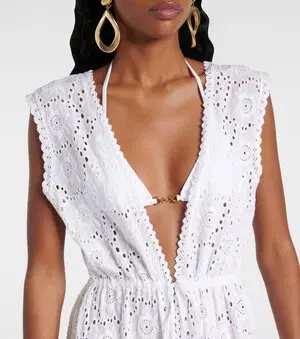 Melissa Odabash Embroidered Floral Beach Dress - White