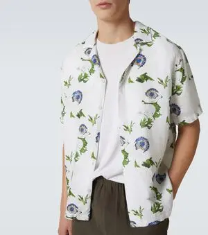 Orlebar Brown Maitan Floral Linen Bowling Shirt