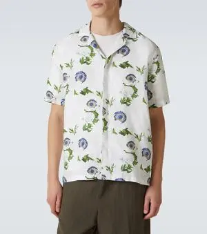 Orlebar Brown Maitan Floral Linen Bowling Shirt