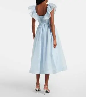 Zimmermann Dawning Linen And Silk Midi Dress
