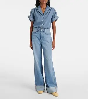 Veronica Beard Taylor High-rise Wide-leg Jeans In Bright Nova