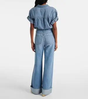 Veronica Beard Taylor High-rise Wide-leg Jeans In Bright Nova