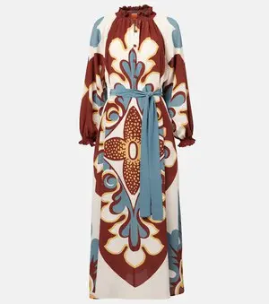 La DoubleJ Cerere Silk Crepe De Chine Midi Dress - Multicoloured