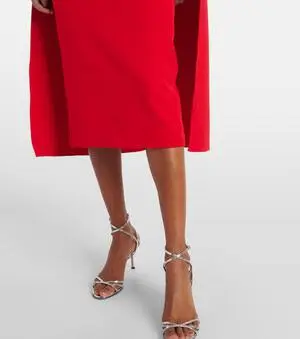 Safiyaa Cape-detail Midi Dress In Dazzling