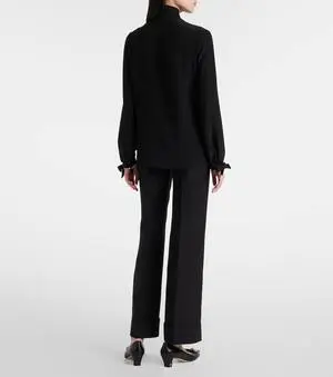 Valentino Garavani Bow Detail Silk Crepe Blouse - Black
